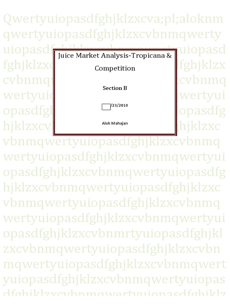 Juice Market Analysis-Tropicana & Competition | PDF | Retail | Marketing