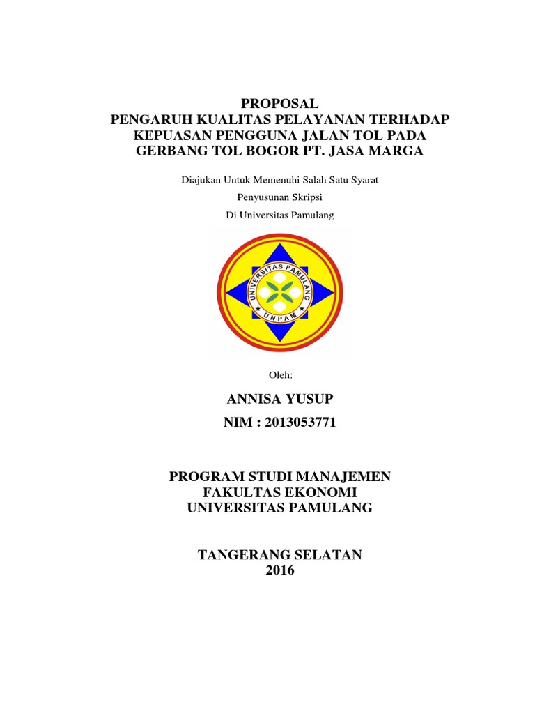 Proposal Annisa Yusup (Jasa Marga) | PDF | Karier & Perkembangan