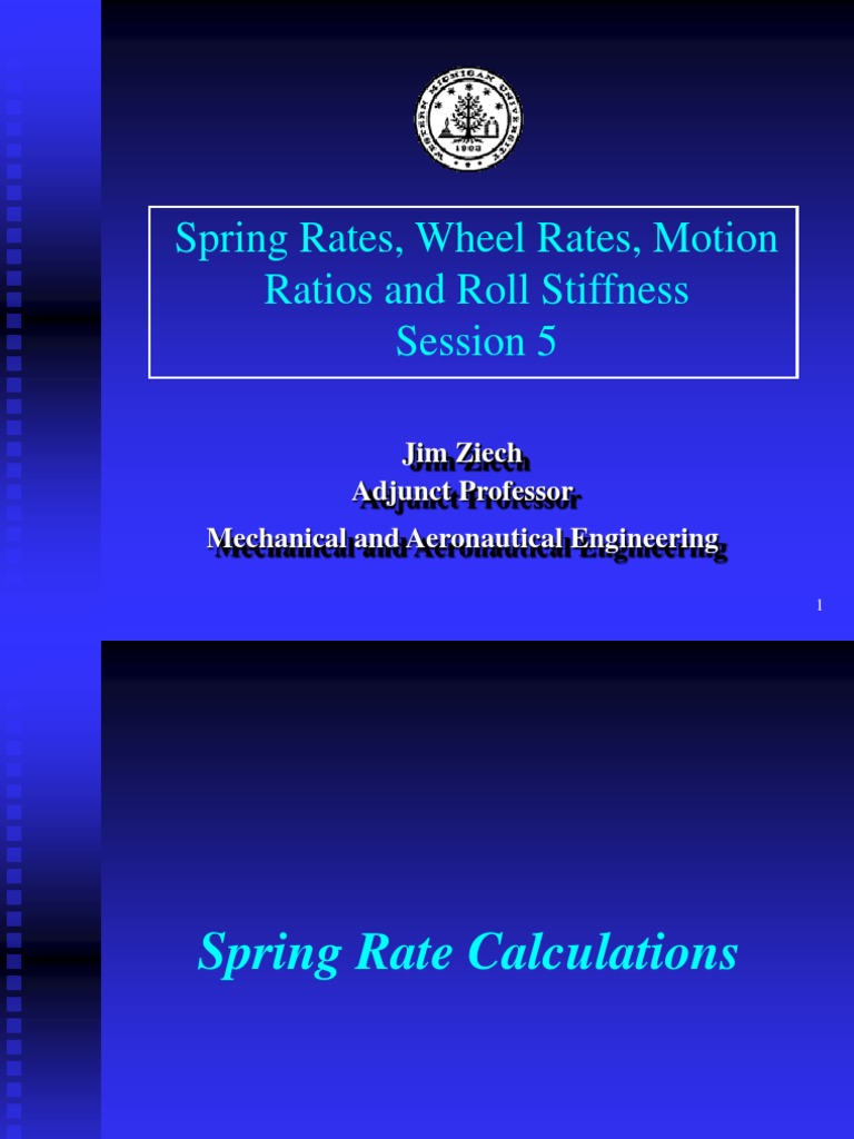 Spring Rates, Wheel Rates, Motion Ratios and Roll Stiffness Session 5 ...