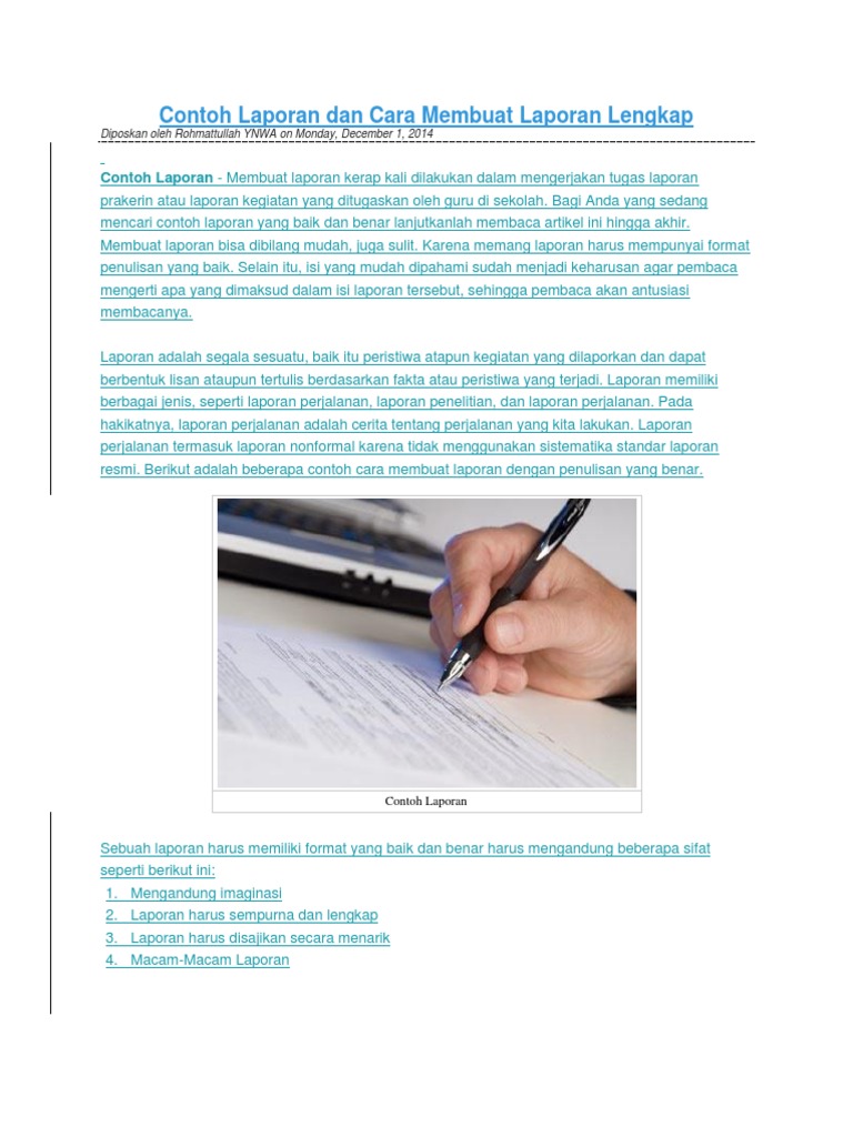 Contoh Laporan Dan Cara Membuat Laporan Lengkap | PDF