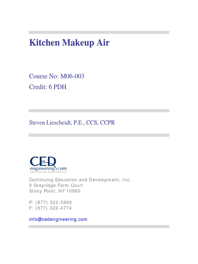 Kitchen Makeup Air | PDF | Ventilation (Architecture) | Hvac