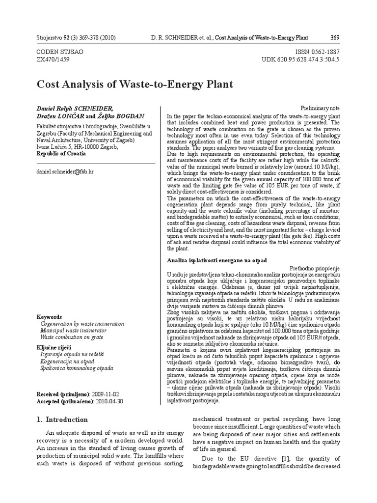 Waste To Energy Plant Version 2 | PDF | Incineration | Combustion