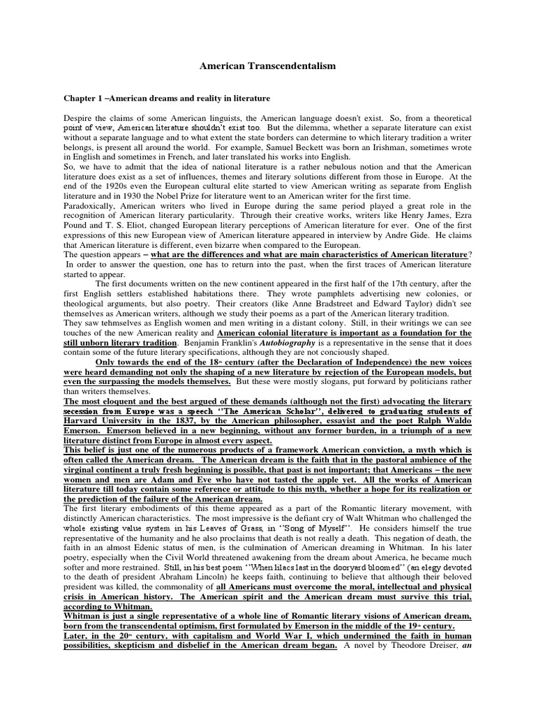 American Transcendentalism | PDF | Transcendentalism | Ralph Waldo Emerson