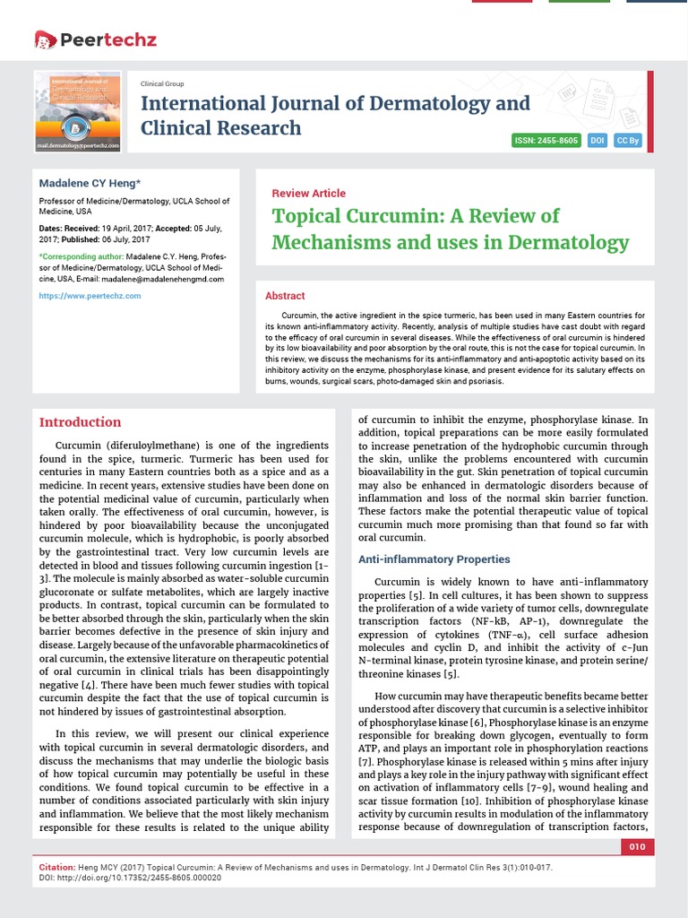 Topical Curcumin: A Review of Mechanisms and Uses in Dermatology | PDF ...