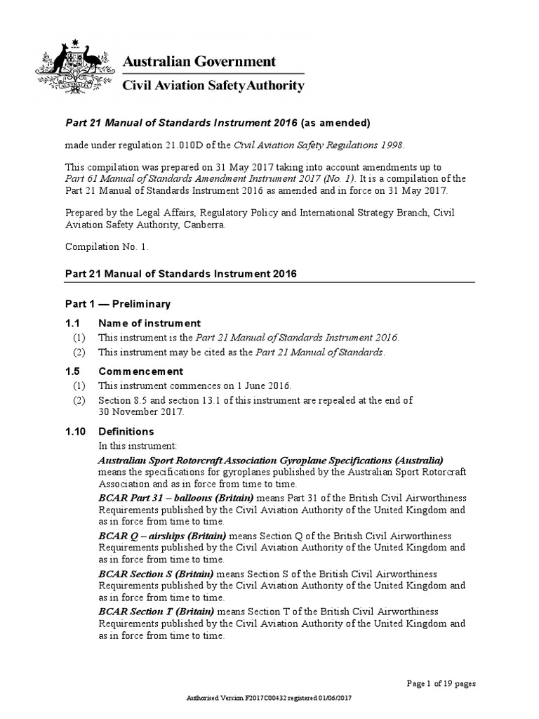 CASA Part 21 Manual of Standards | PDF | Aerospace Engineering ...