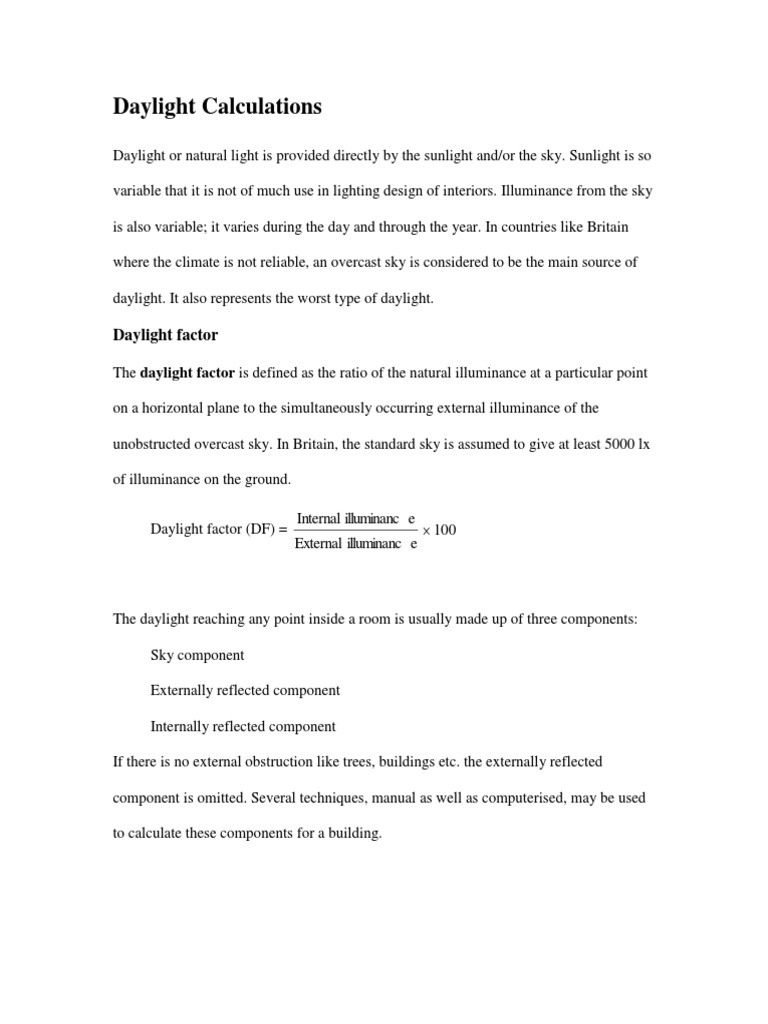 Daylightcalculations | PDF | Optics | Electromagnetic Radiation