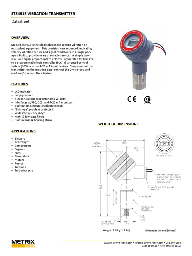 A Precision Vibration Transmitter for Monitoring Machinery: Datasheet ...