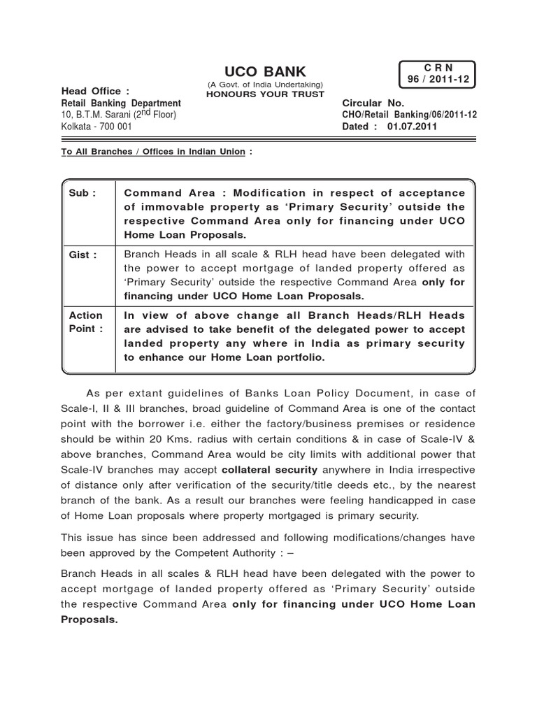 UCO Home Loan Security Policy Update | PDF | Mortgage Loan | Loans