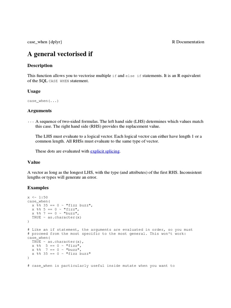Dplyr Case When in R | PDF