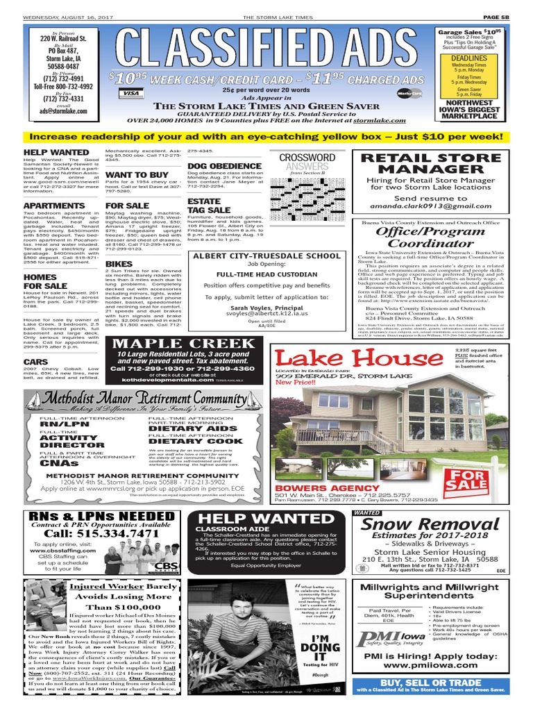 SL Times 8-16 Classifieds | PDF | Truck Driver | Transport