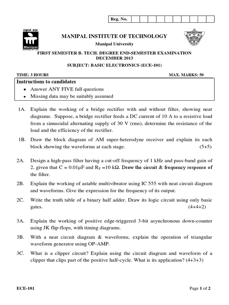 Basic Electronics (ECE 101) PDF | PDF | Rectifier | Electronic Circuits