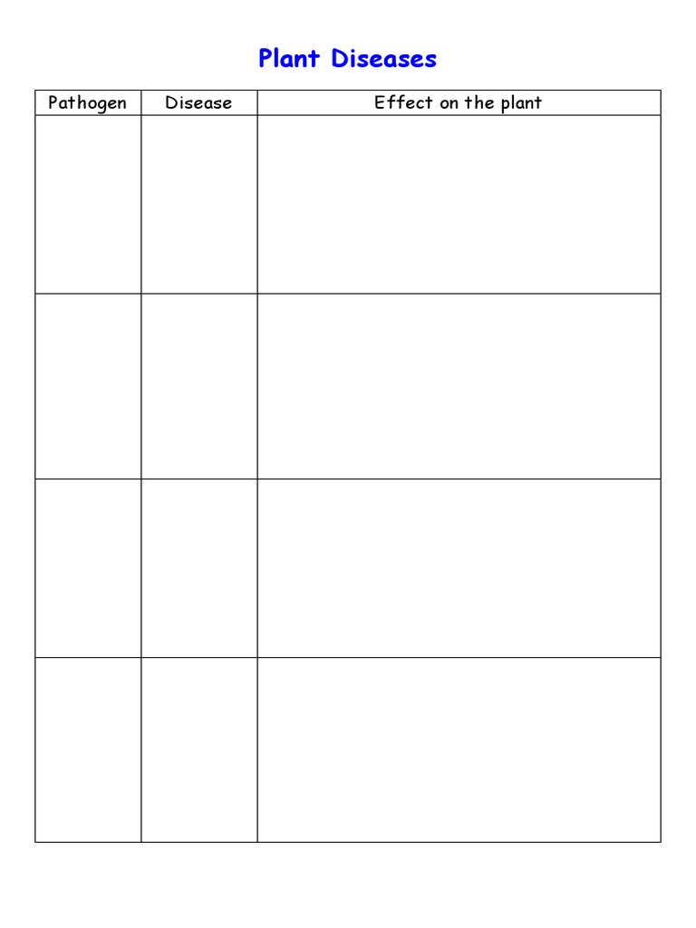 Plant Diseases Worksheet | PDF