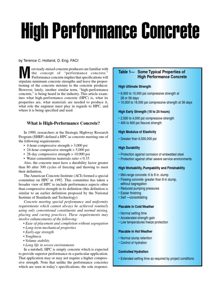 High Performance Concrete by TC Holland | PDF | Concrete | Chemistry