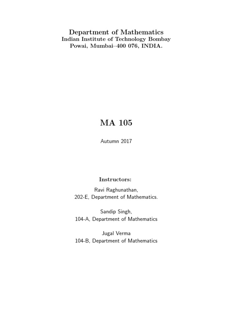 MA 105 Tutorials | PDF | Series (Mathematics) | Sequence