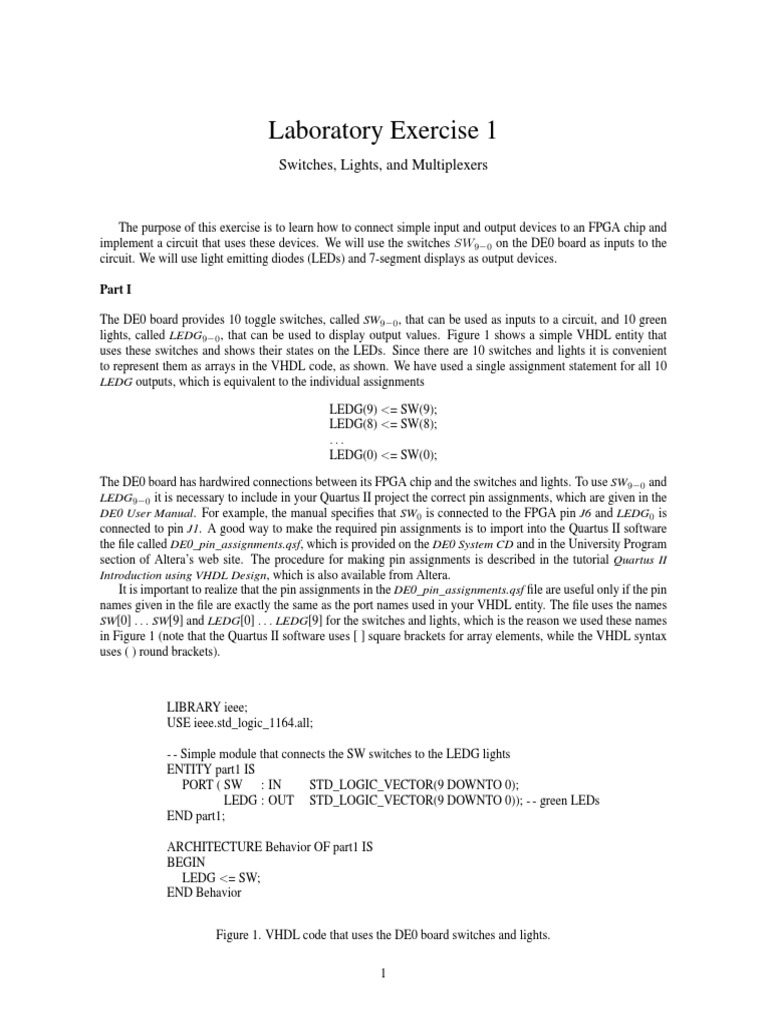 Lab1 VHDL | PDF | Vhdl | Field Programmable Gate Array
