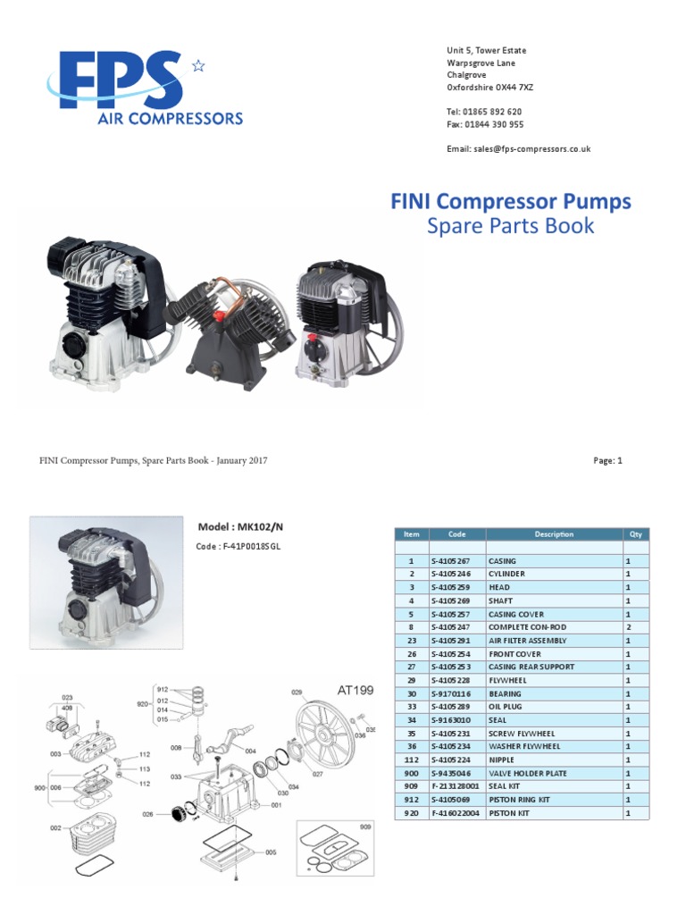 FINI Compressor Parts Catalog 2017 | PDF | Piston | Pump