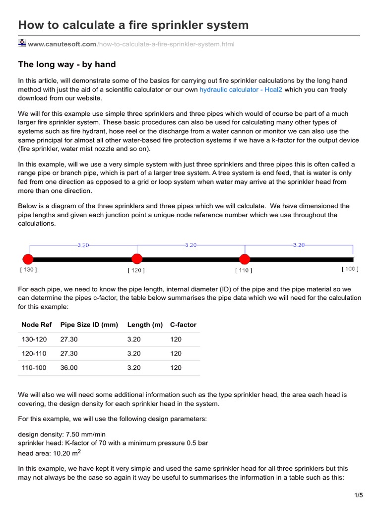 Fire Sprinkler System Calculation Guide | PDF | Fire Sprinkler System ...