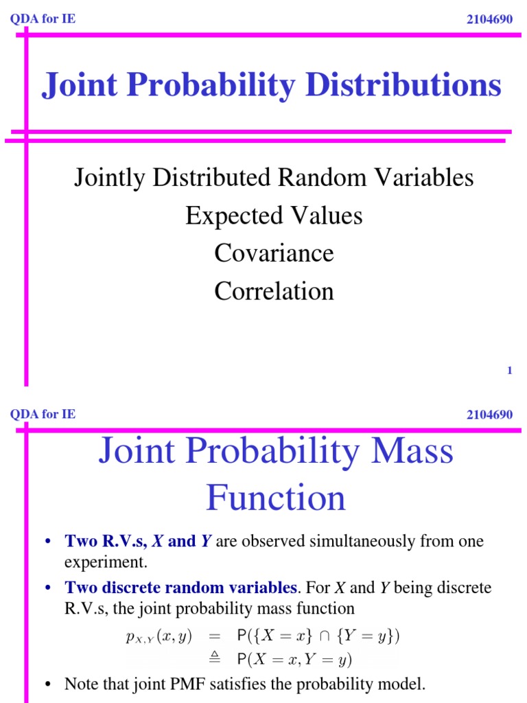 5 Joint Probability Distribution | PDF | Covariance | Probability ...