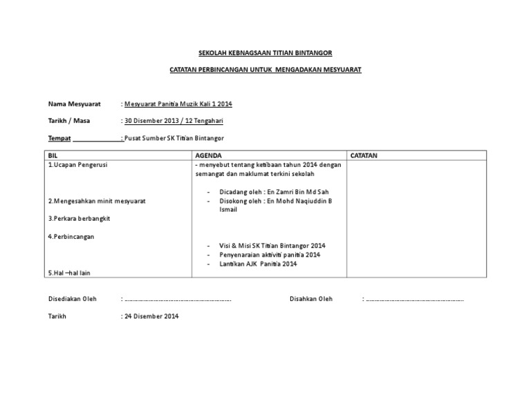 Catatan Perbincangan Mesyuarat | PDF