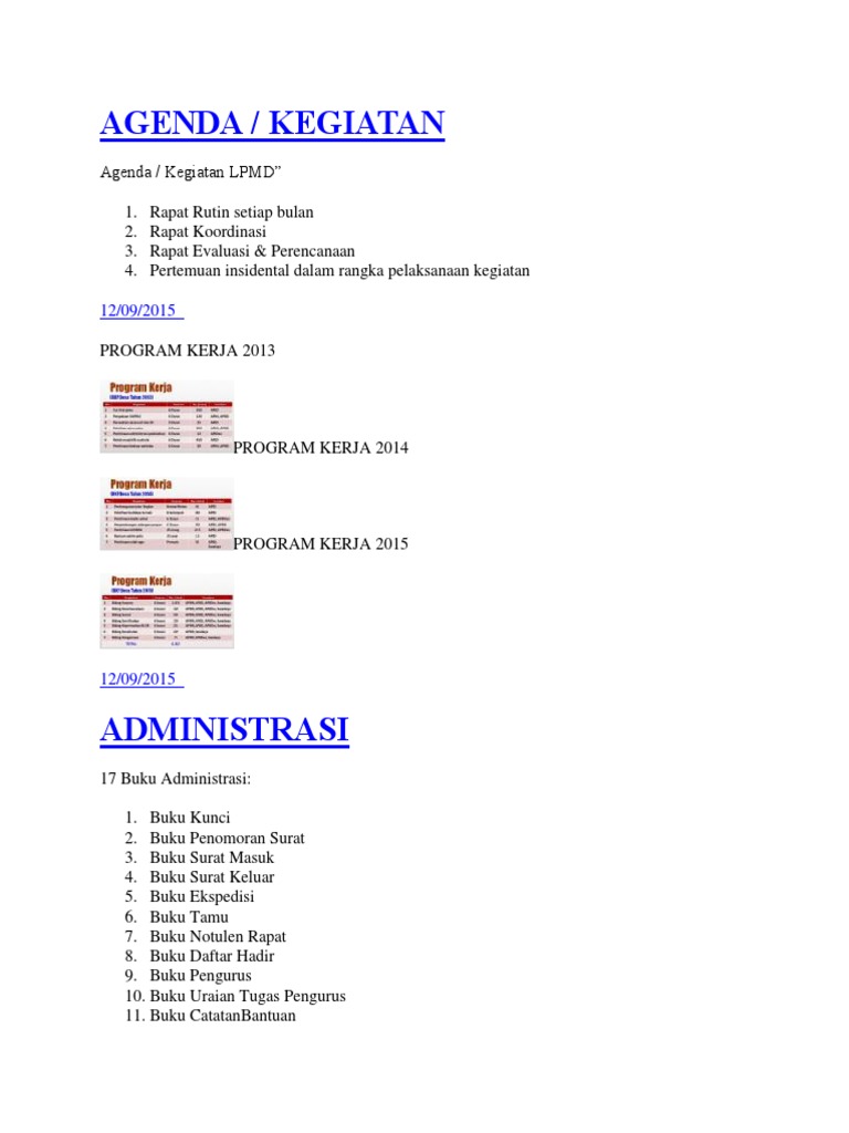 Struktur dan Program Kerja LPMD | PDF