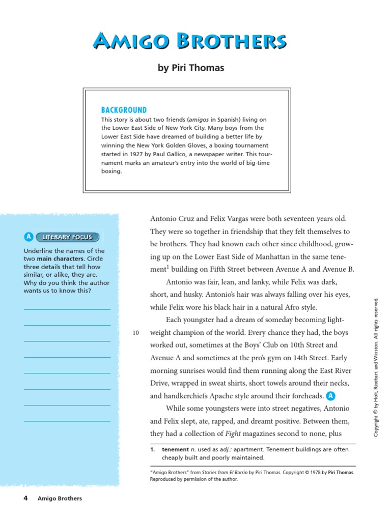 Amigo+Brothers+Story - Piri Thomas PDF | PDF | Sports | Leisure