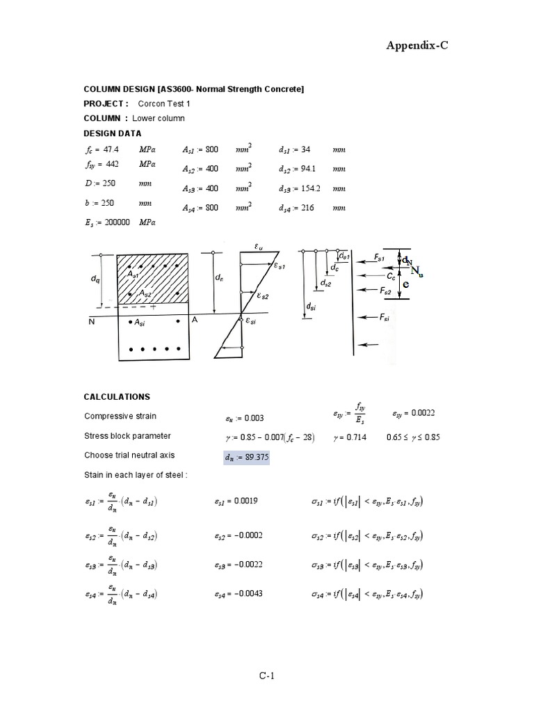Appendix-C: COLUMN DESIGN (AS3600-Normal Strength Concrete) PROJECT ...