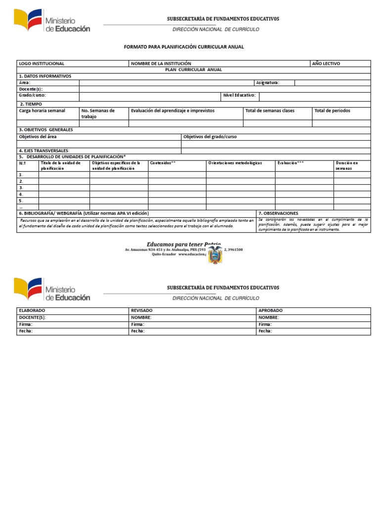FORMATO PCA - Planificación Curricular Anual (2016-2017) | PDF | Plan de estudios | Planificación