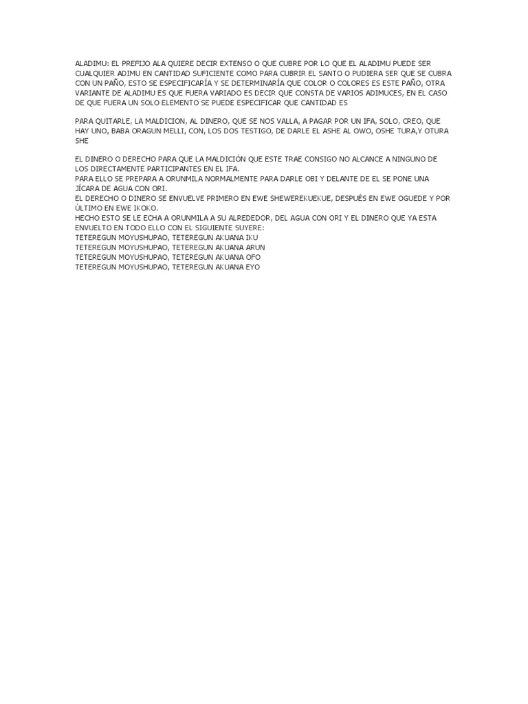 ALADIMU y Quitar Maldicion Al Dinero | PDF | Relaciones personales ...