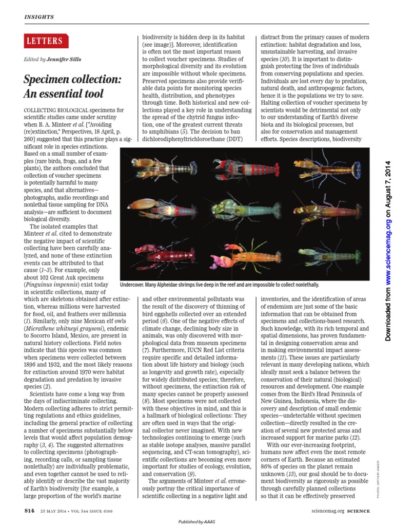 Roopnarine Specimen Collecting | PDF | Biodiversity | Conservation Biology