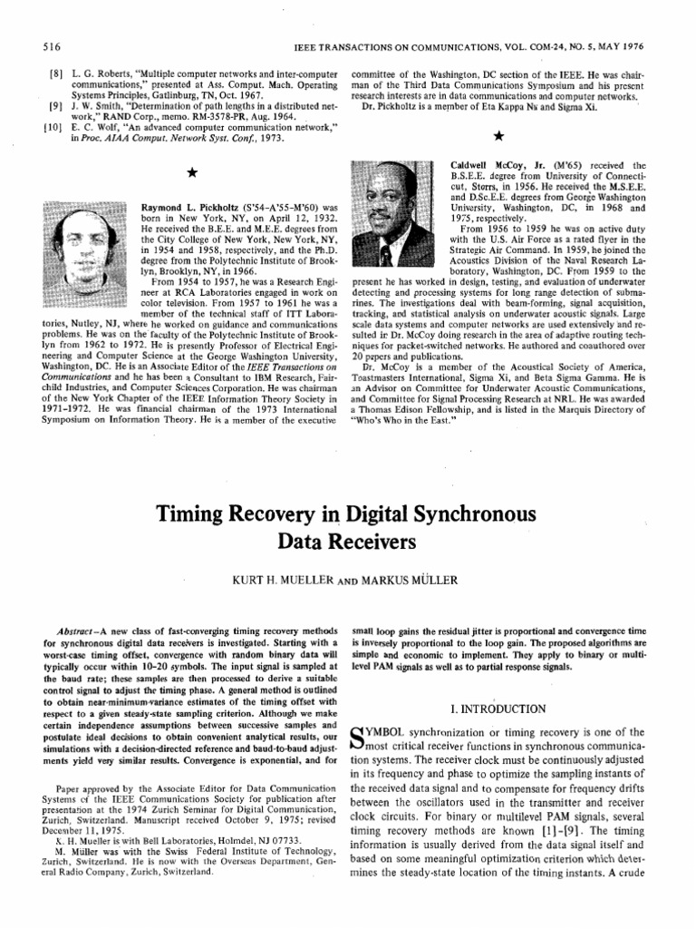 Mueller and Muller Timing Recovery PDF | PDF | Sampling (Signal ...