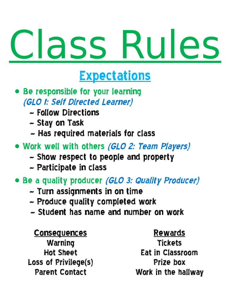 Class Rules | PDF | Language Arts & Discipline