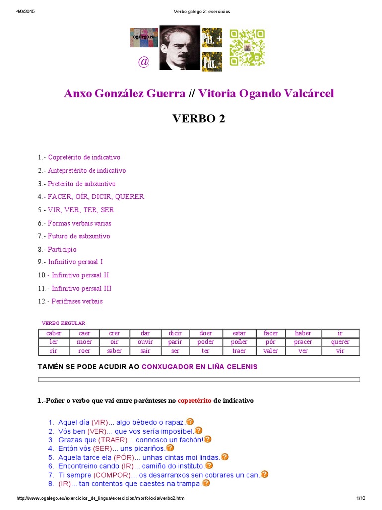 Verbo Galego 2 - Exercicios PDF | PDF