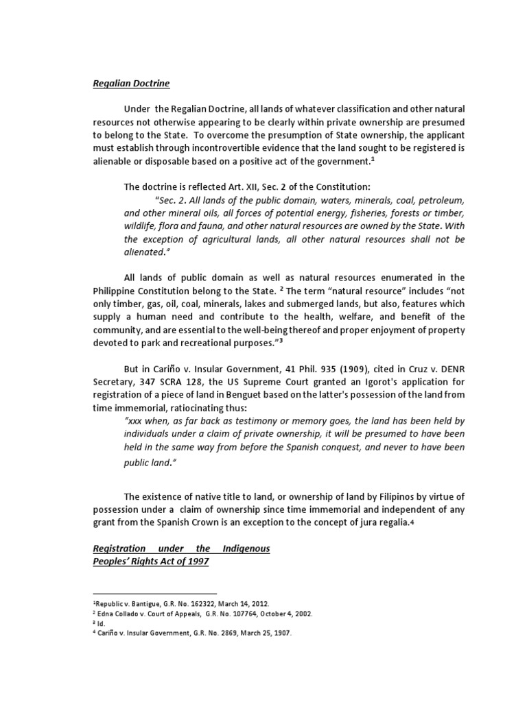 Regalian Doctrine | Title (Property) | Indigenous Peoples