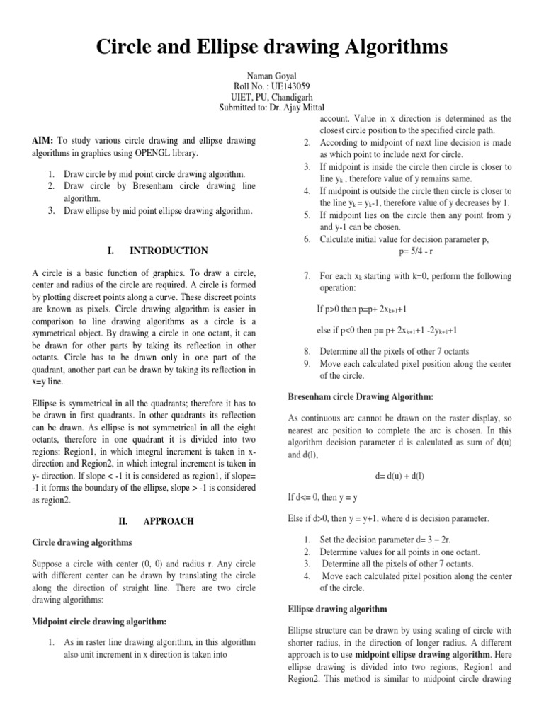 Circle and Ellipse Drawing Algorithm | PDF | Computer Graphics | Areas ...