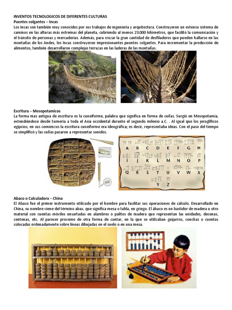 Inventos Tecnologicos de Diferentes Culturas | PDF | Hidráulica | Escritura