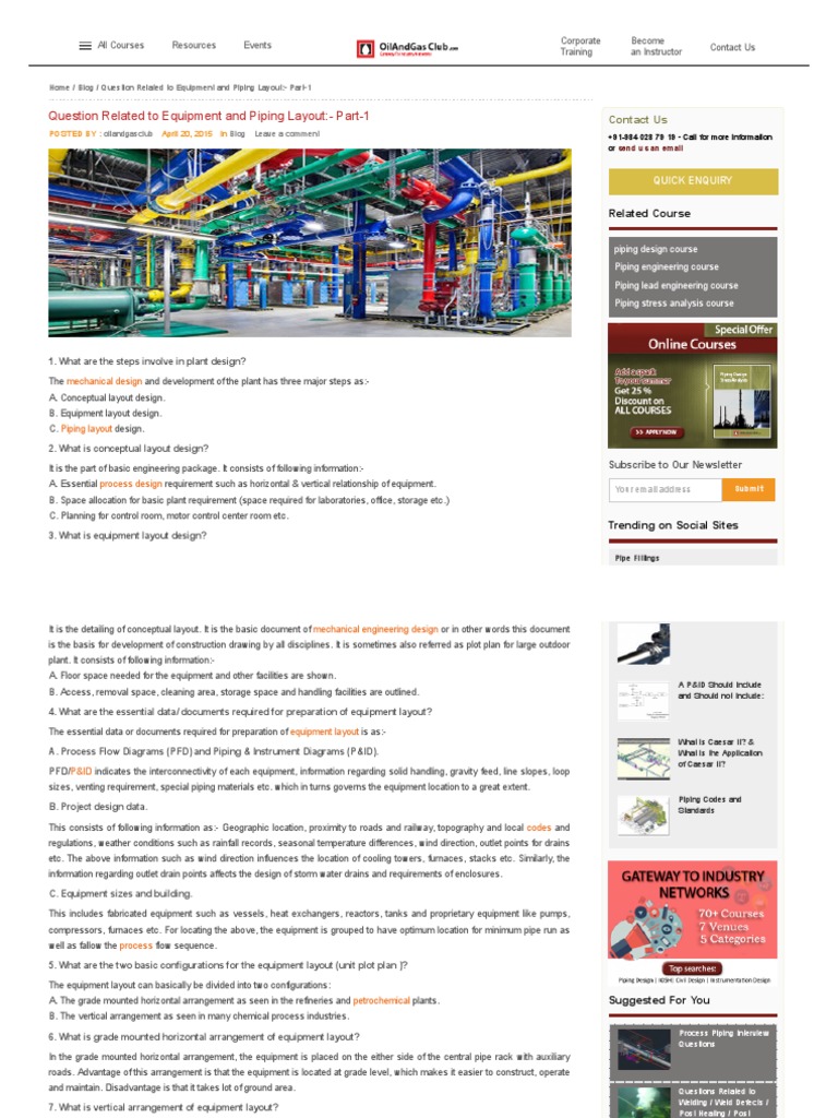 Equp and Piping Layout | PDF | Valve | Welding