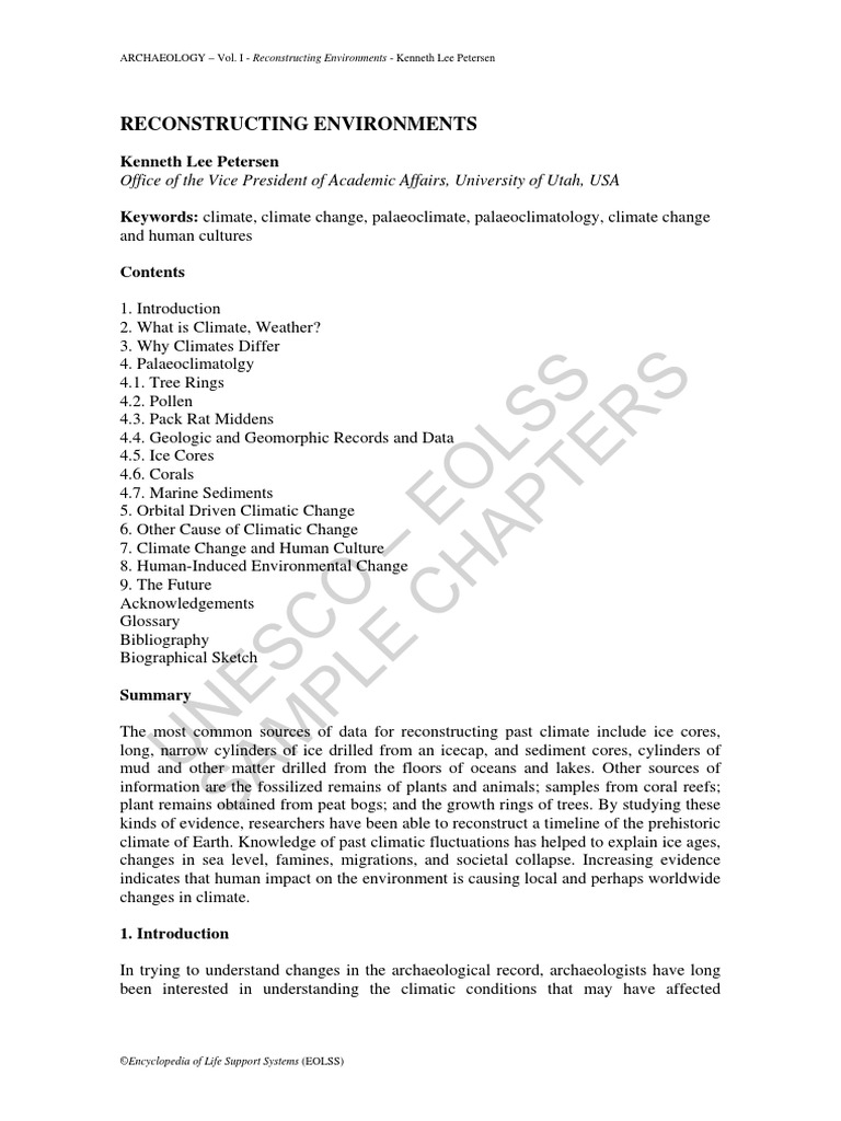 Unesco - Eolss Sample Chapters: Reconstructing Environments | PDF | Wound | Atmosphere Of Earth