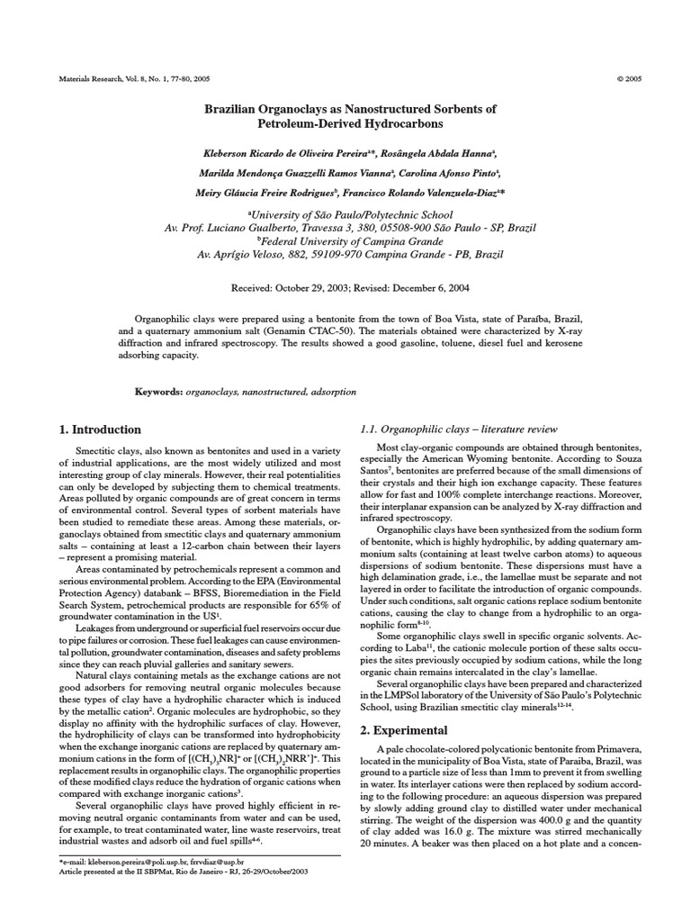 Organo Clay | PDF | Solid State Chemistry | Nitrogen