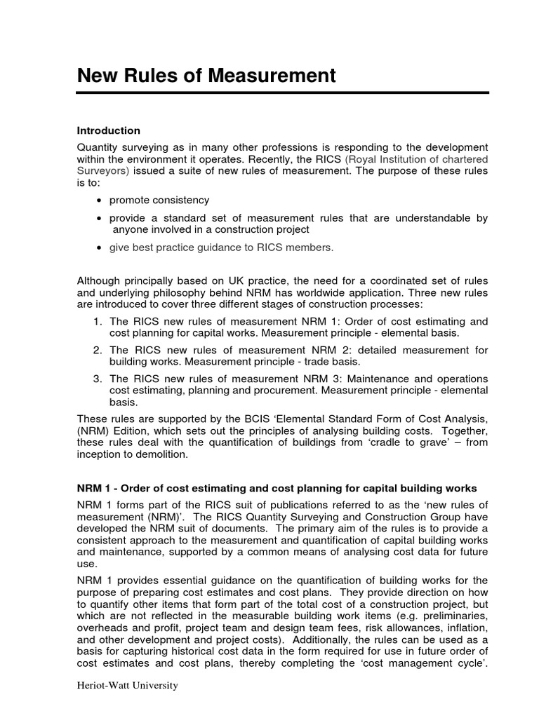 Introduction To The New Rule of Measurement1 | PDF | Building ...