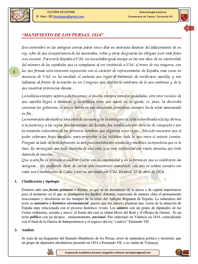 Texto 4 Manifiesto de Los Persas PDF | PDF | España | Gobierno