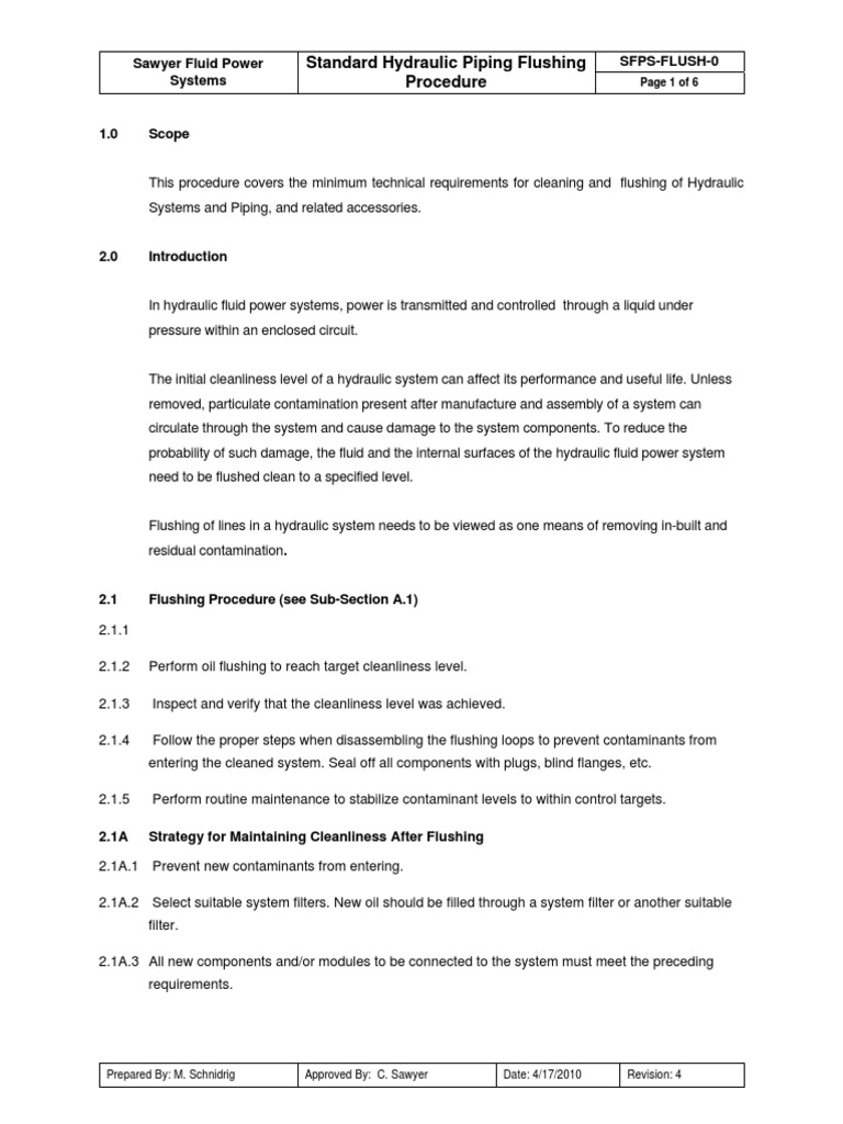 Standard Flushing Procedures PDF | PDF | Home & Garden