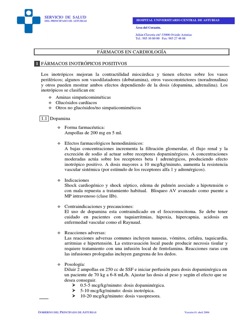 Farmacos INOTROPICOS PDF | PDF