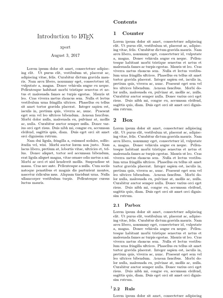Introduction To L TEX: 1 Counter | PDF