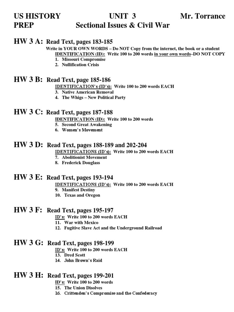 Ush Unit 3 2015 | PDF | American Civil War | North America
