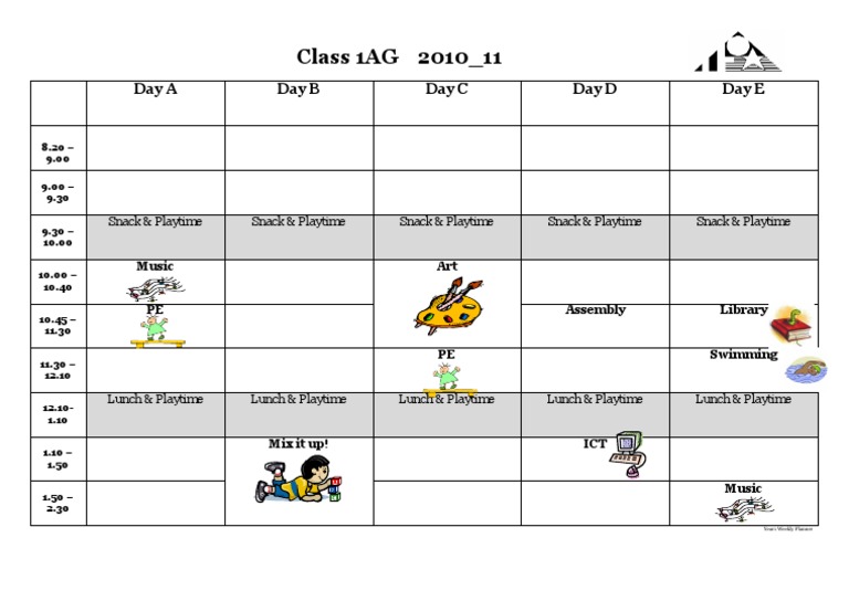 Year 1 Weekly Class Schedule | PDF