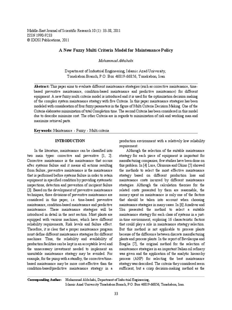 Publicacion de Mtto | PDF | Reliability Engineering | Mathematical Optimization