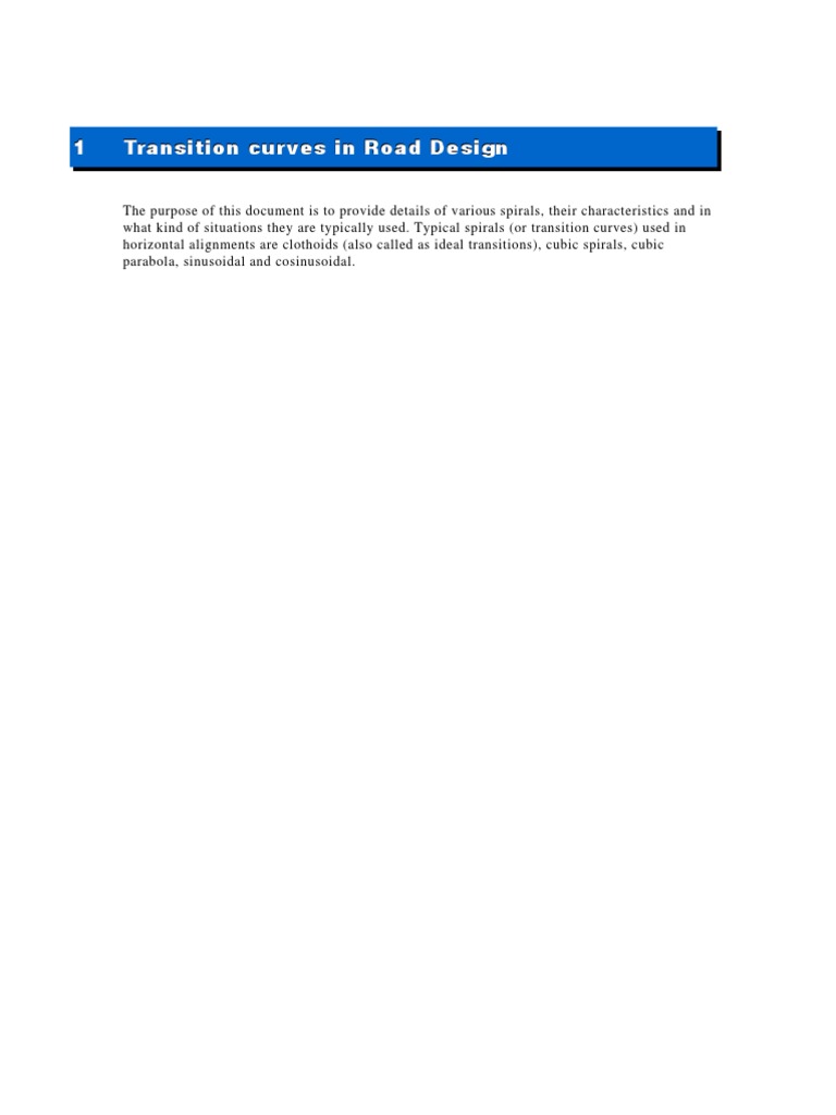 Transition Curves in Road Design | PDF | Curvature | Trigonometric ...