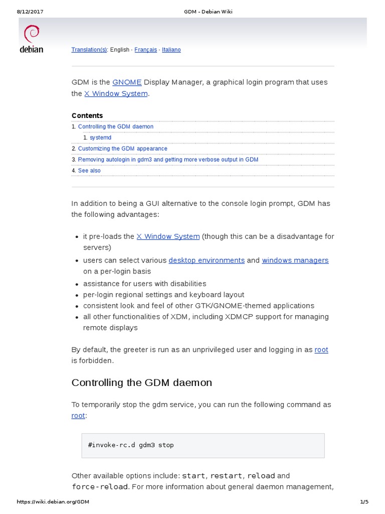 GDM - Debian Wiki | PDF | Command Line Interface | Graphical User ...