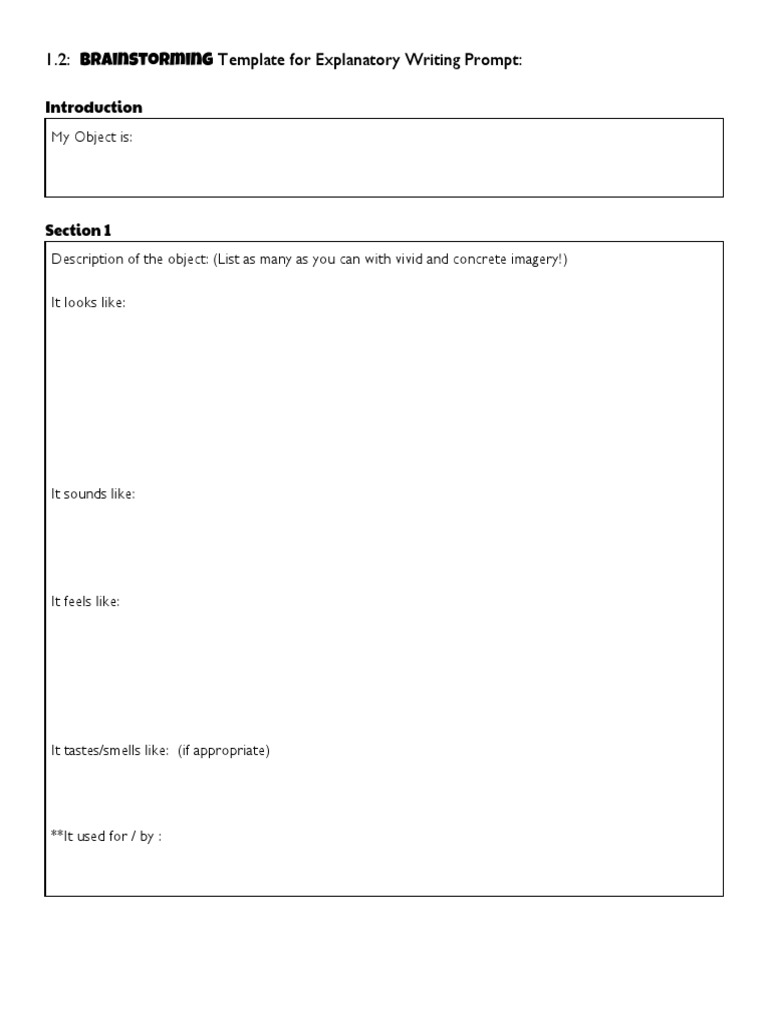 Explanatory Writing Brainstorming Template | PDF | Brainstorming ...