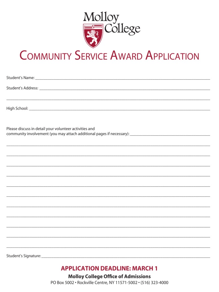 Community Service Award Application | PDF